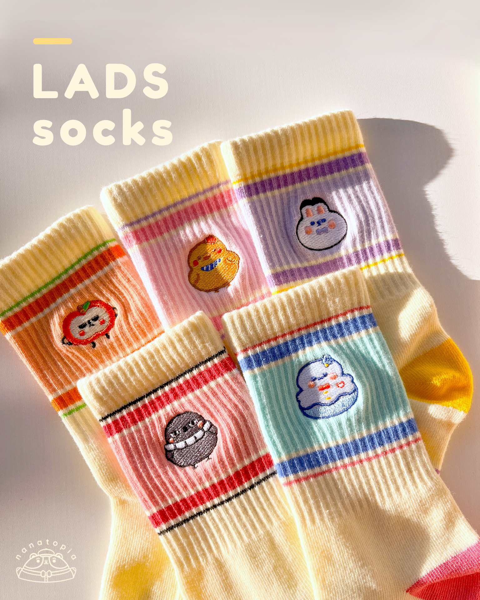 LADS Embroidered Crew Socks – nanatopia